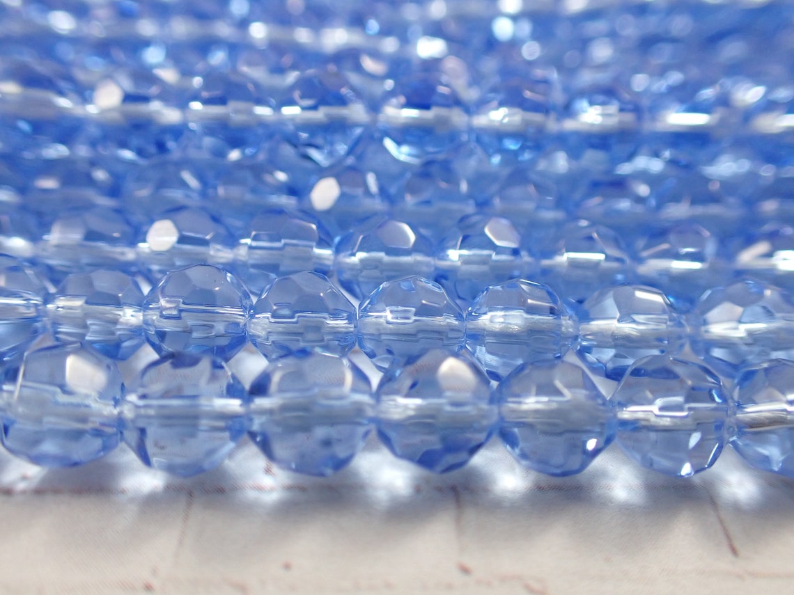 59 Pcs Light Blue Glass Beads Round Faceted Beads 6mm | Etsy