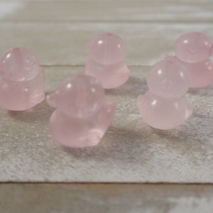 Mini Natural Rose Quartz Rubber Duck Crystal Bead - Light Pink Little ...
