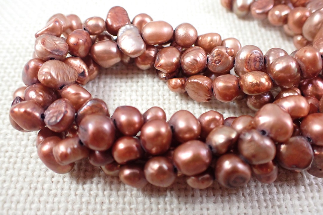 51 Pcs Round Burnt Orange Copper Pearl Beads - Dark Metallic Round ...