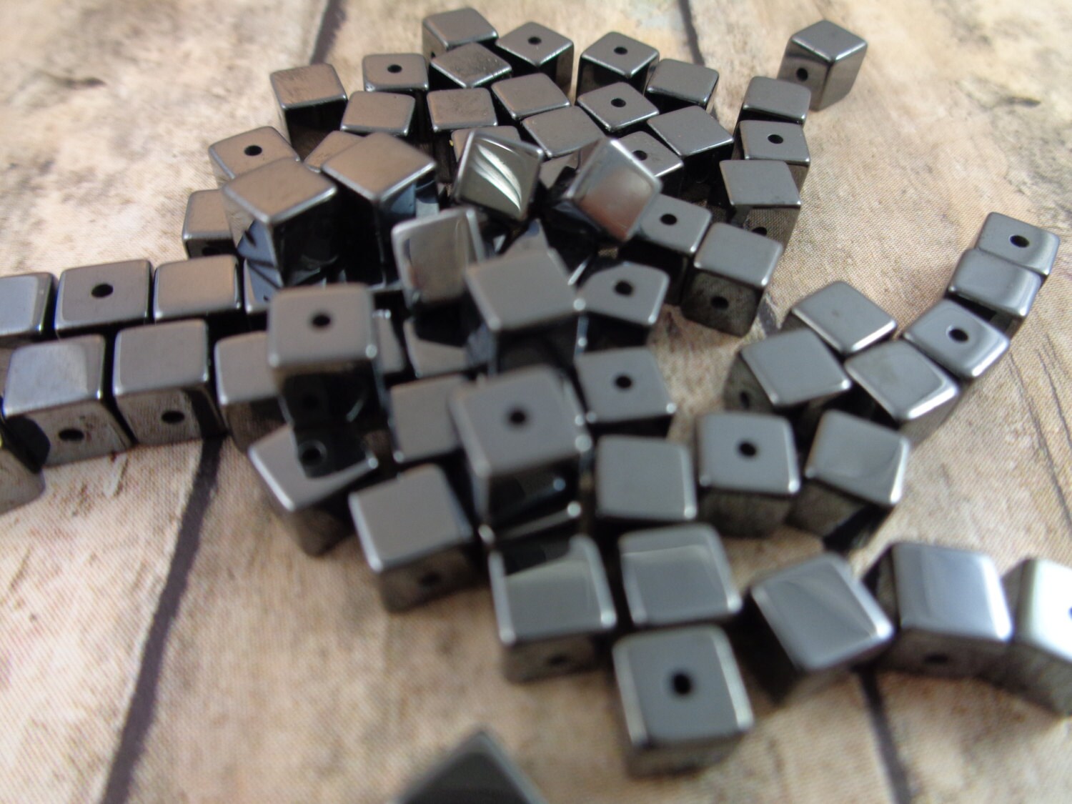 24 Pcs Hematite Cube Beads Small 4mm Silver Gray Cubes | Etsy