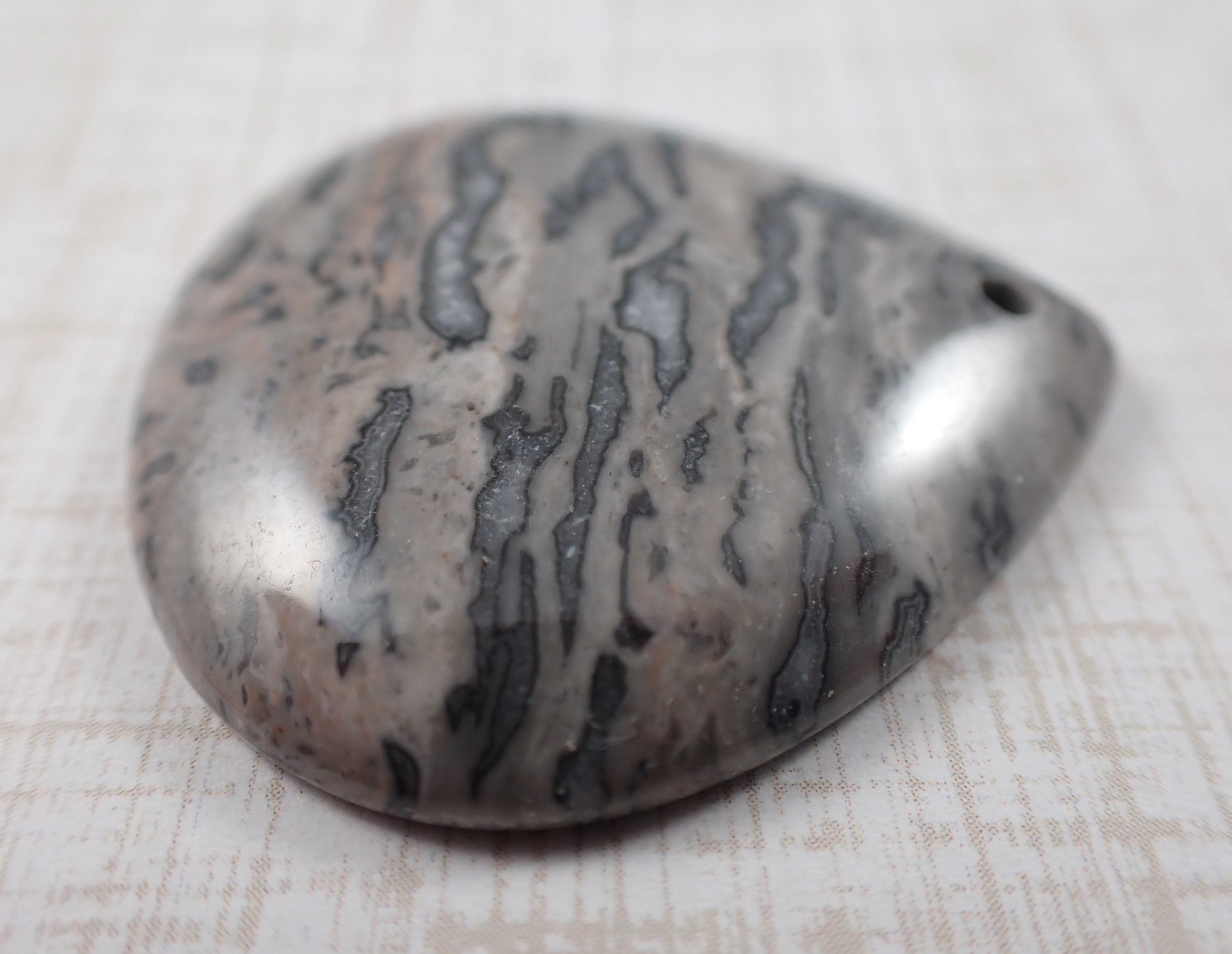 1 Piece Gray White Striped Jasper Pendant Teardrop Flat Back | Etsy