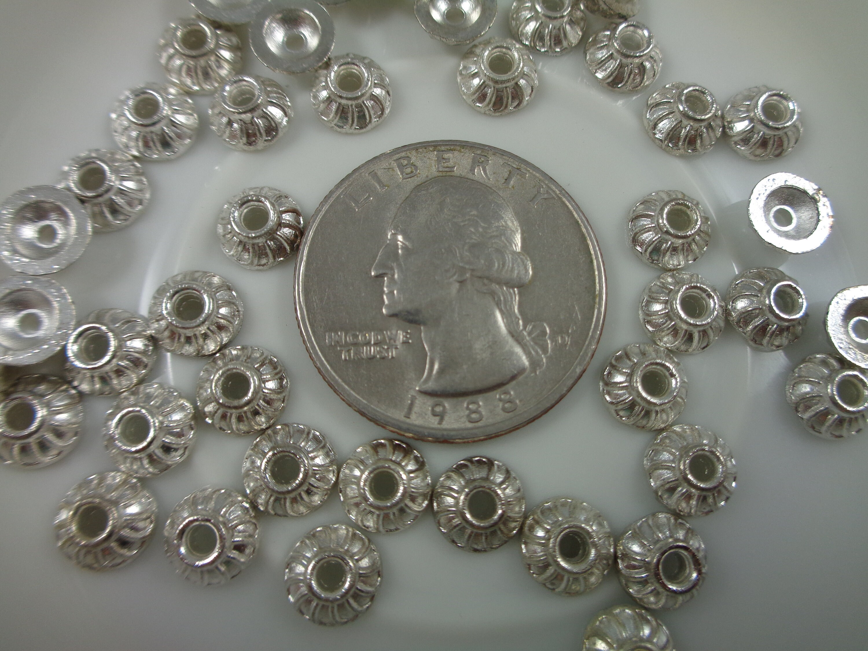 90 Pretty Bright Silver Bell Shaped Bead Caps 7x3mm Metal Bell | Etsy