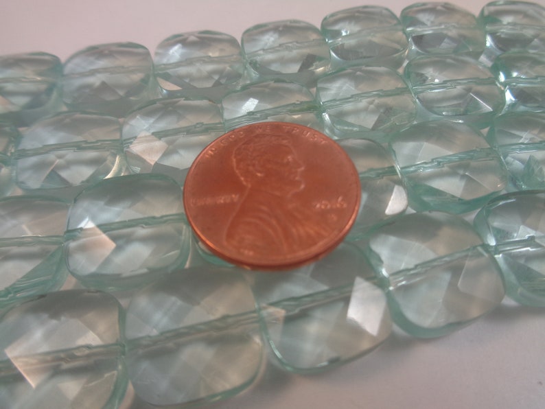 4 Gorgeous Pale Turquoise Aqua Blue Quartz Flat Square Shaped Beads ...