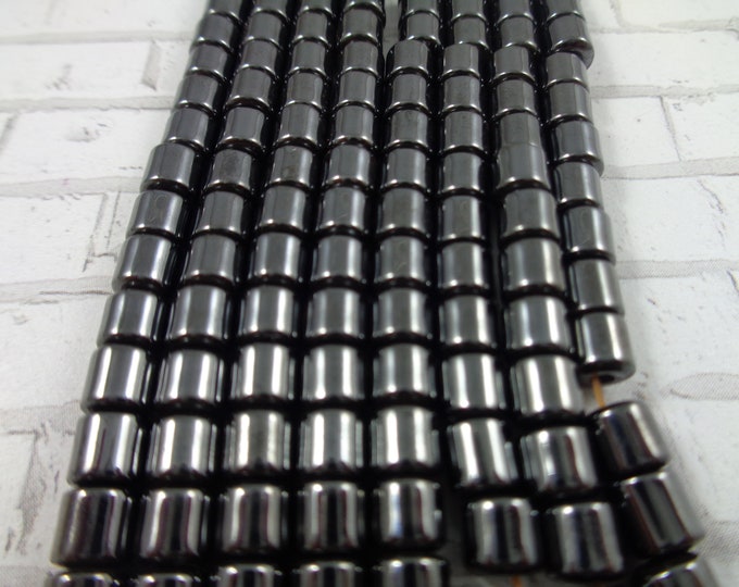 94 Small Magnetic Cylinder Shaped Hematite Tube Beads 4x4mm Dark Gray ...