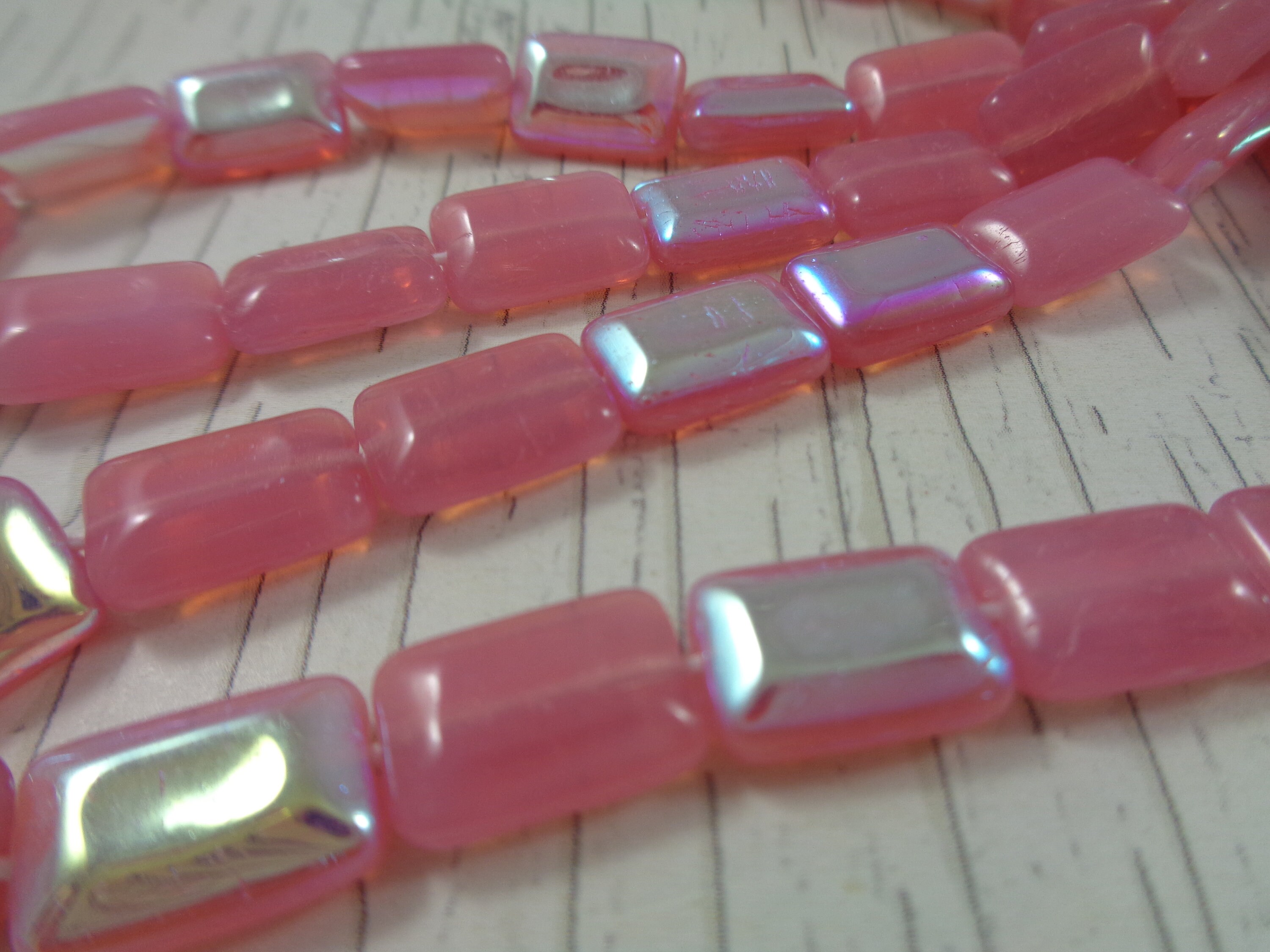 25 Pretty Pink AB Finish Glass Rectangle Beads 12x8x4mm Bright | Etsy