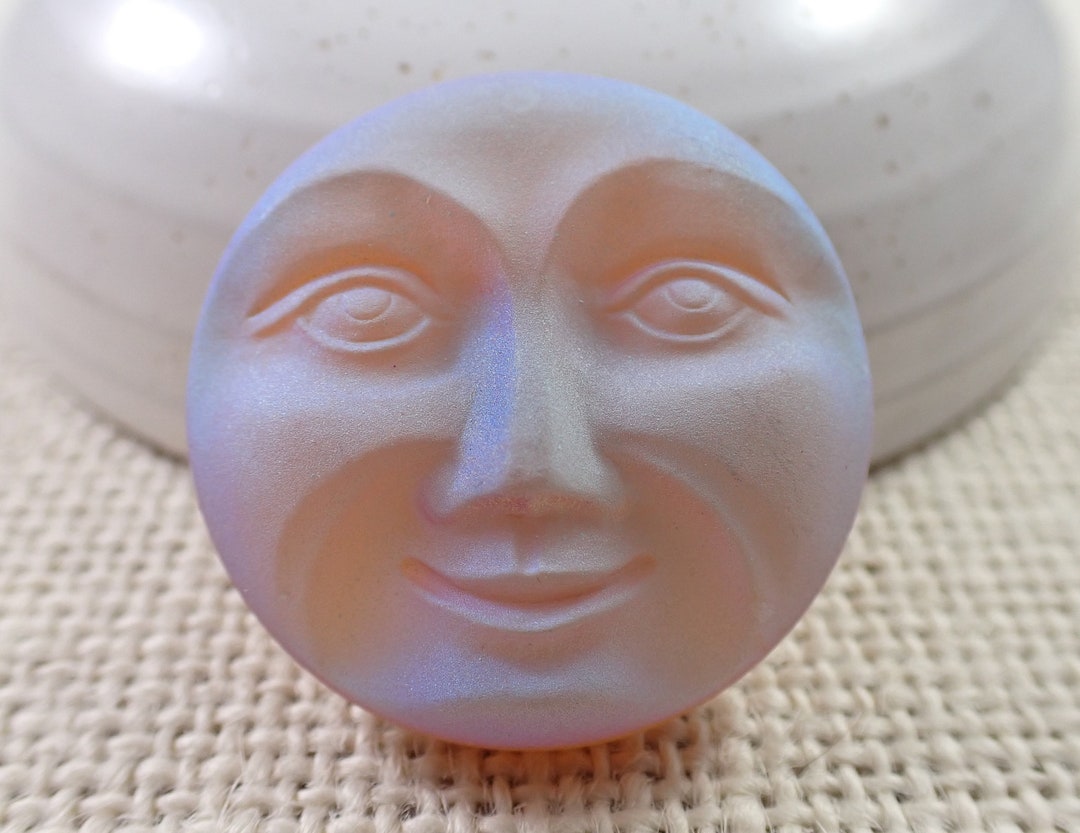 1 Piece Frosted Topaz Czech Glass Button - 31mm Large Round - Rainbow ...