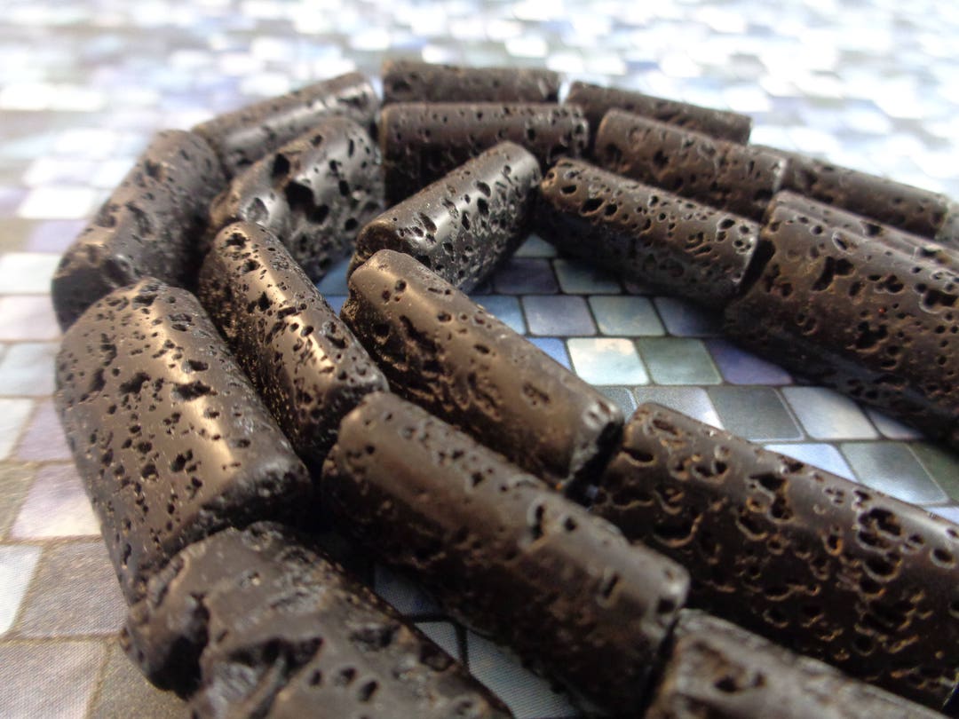 10 Jet Black Chunky Porous Rectangular Shaped Black Volcanic - Etsy
