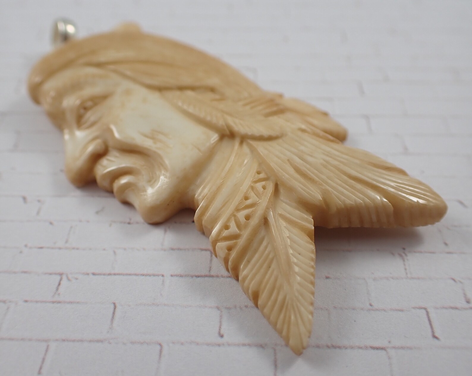 1 Piece Native American Bone Face Pendant - Intricately Carved Indian ...