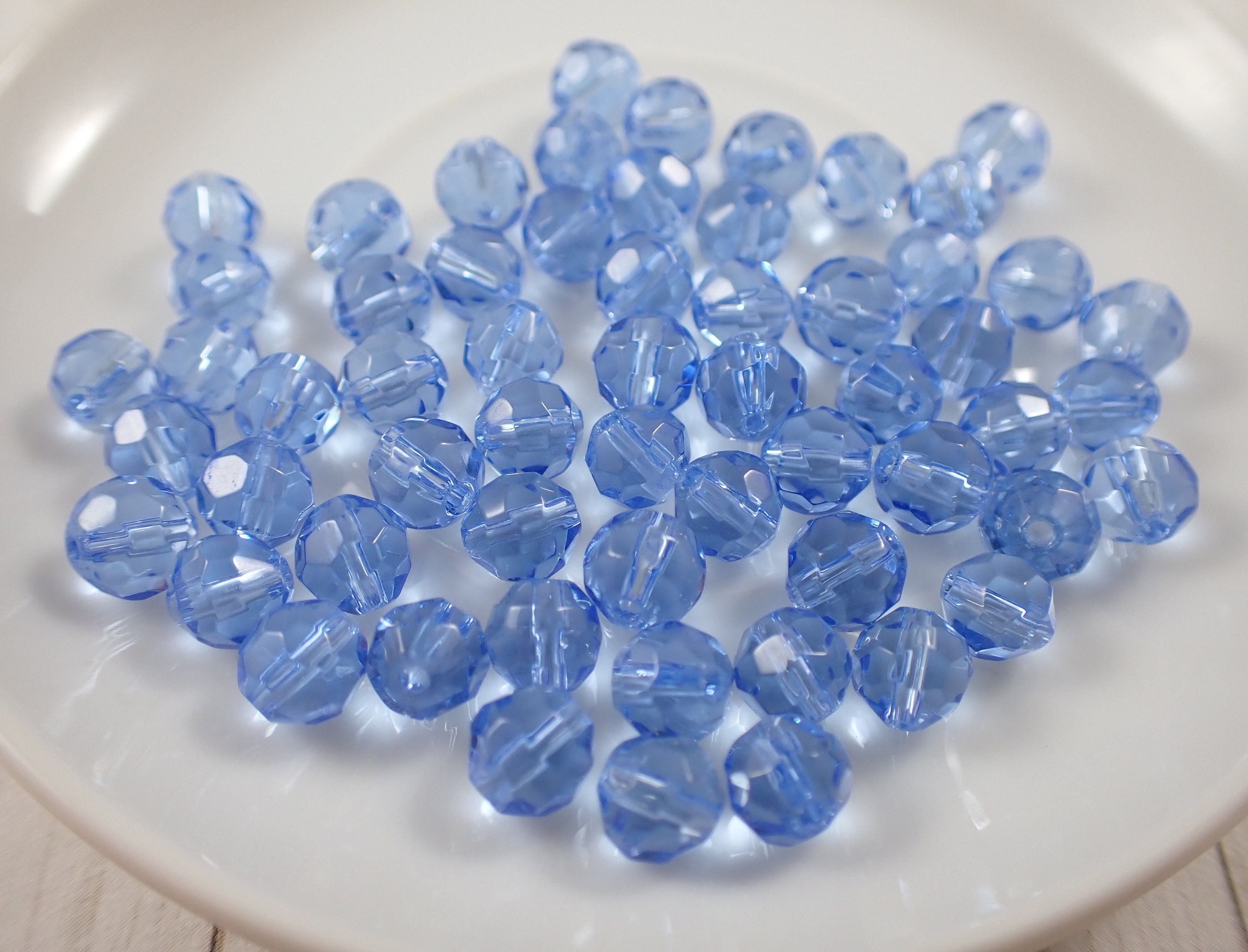 59 Pcs Light Blue Glass Beads Round Faceted Beads 6mm - Etsy
