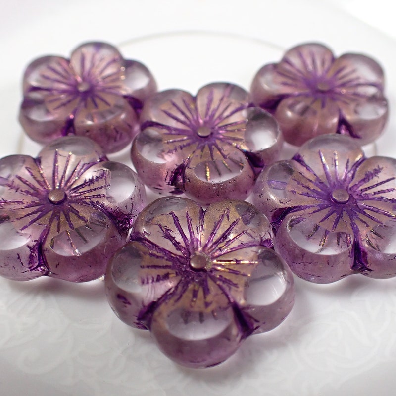 Purple Flower Beads - Etsy