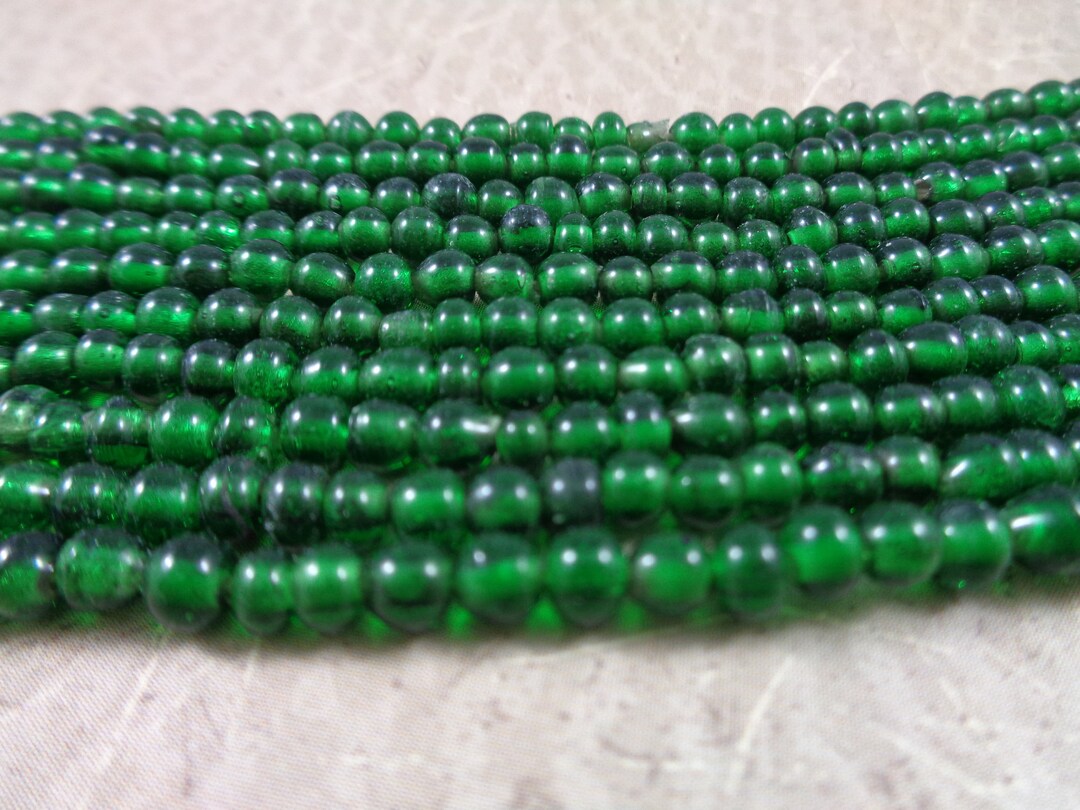 109 Small Dark Green Round Glass Beads 4mm Smooth Finish Dark Green ...