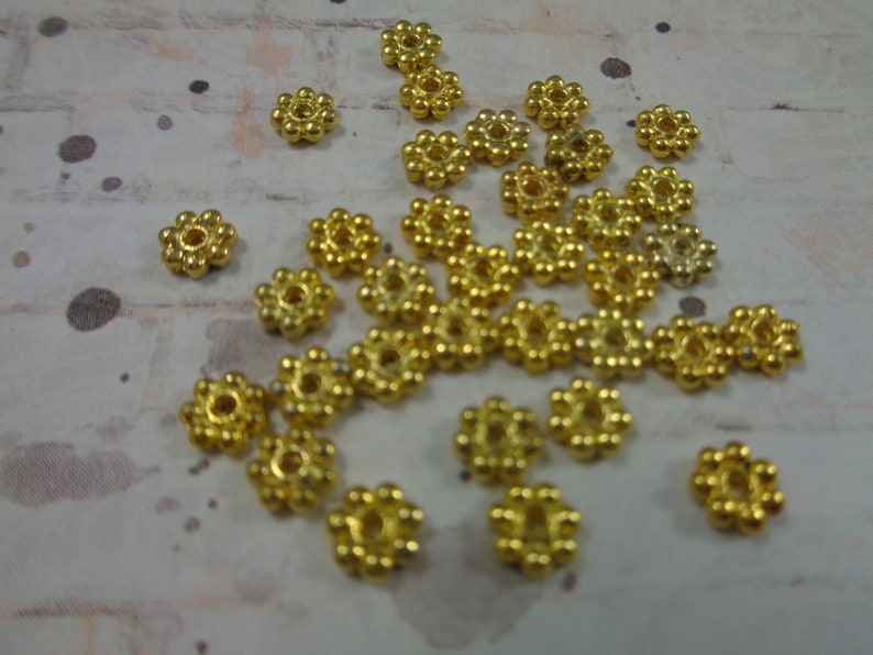 190 Metallic Gold Spacer Beads 5x2mm Thin Floral Disc Spacer - Etsy