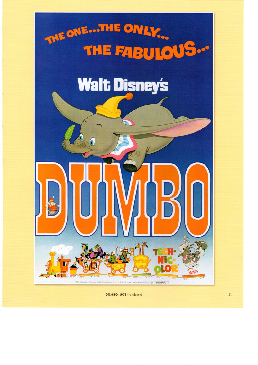Vintage Disney Poster Print 1972 Dumbo Re Release 108 | Etsy