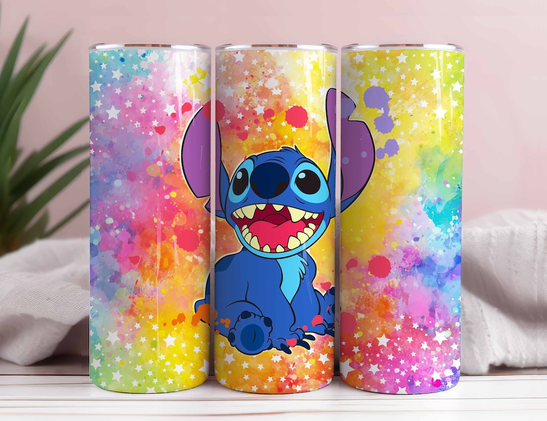 Cartoon Stitch Color Splash Tumbler PNG, 20oz Skinny Tumbler ...