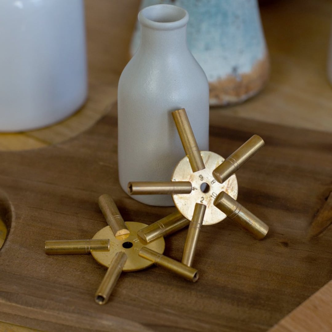 Tooltreaux Brass 5-prong Universal Clock Winding Key Grandfather Clocks ...