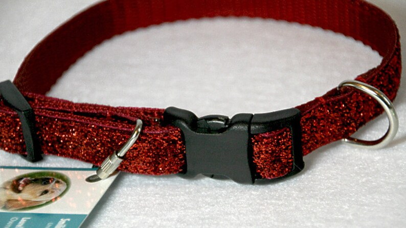 Sparkling Red Glittery Ribbon Dog Collar, Adjustable With Optional ...