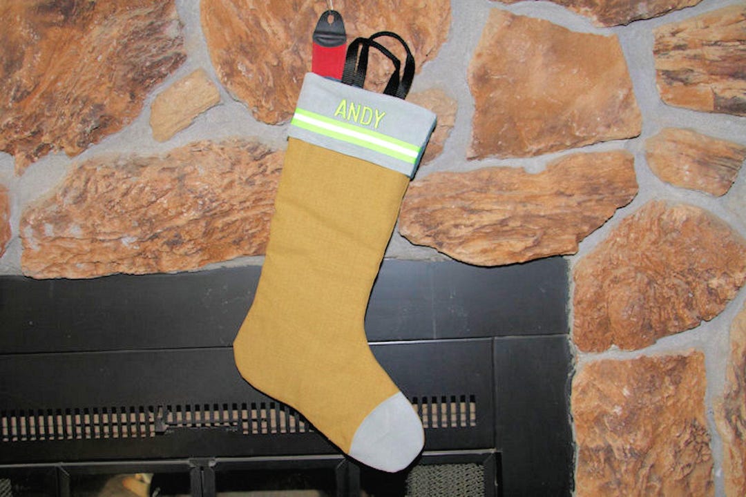 Firefighter Turnout Bunker Gear Christmas Stocking With Leather Trim - Etsy