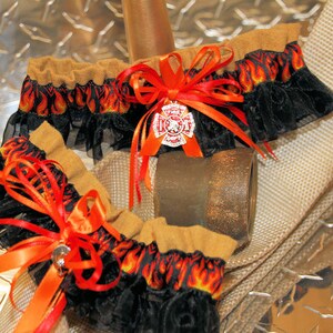 Firefighter Wedding Garters, "firefighter's Flame" Turnout Gear Garters ...