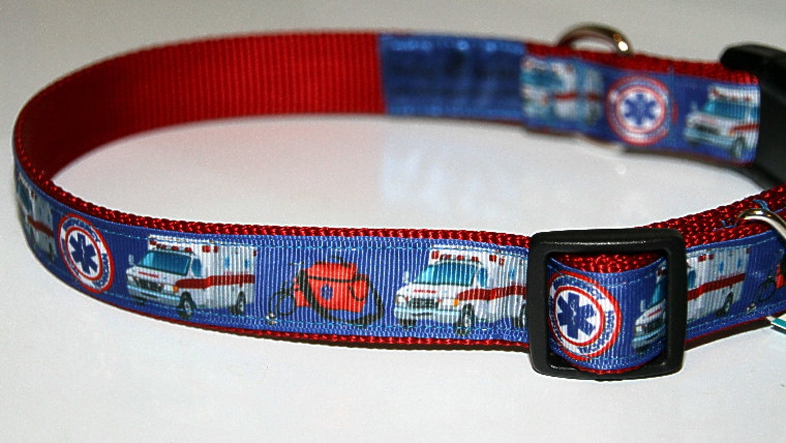 Emergency Services EMT Paramedic Ribbon Dog Collar With | Etsy