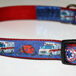 Emergency Services EMT Paramedic Ribbon Dog Collar With Optional Leash ...