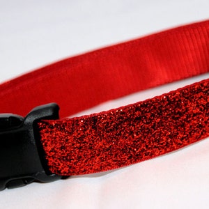 Sparkling Red Glittery Ribbon Dog Collar, Adjustable With Optional ...