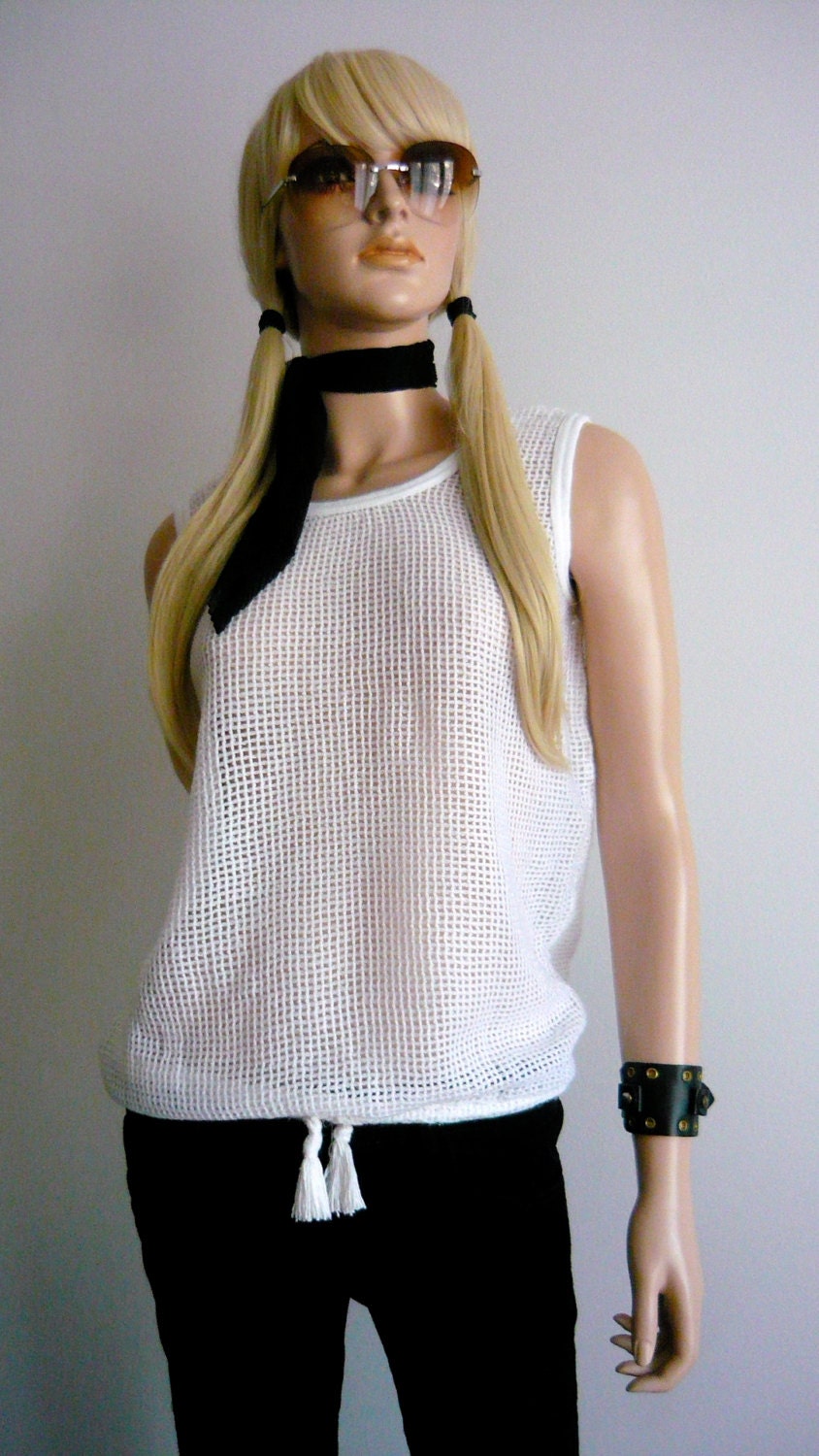 Vintage 1970s/1980s White String Vest Top - Etsy Ireland