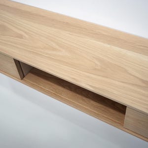Solid White Oak Floating Media Console Cabinet, Entryway Table With ...
