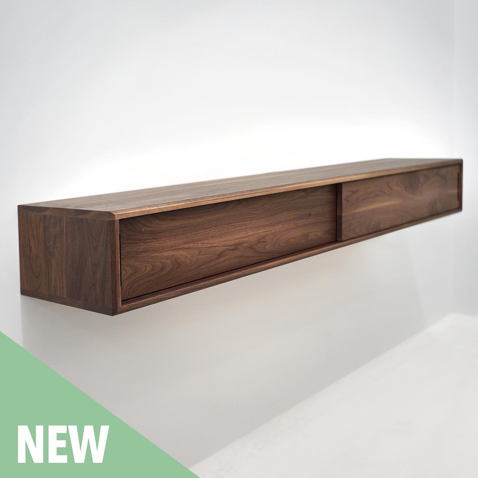 Solid Black Walnut Floating Media Console Cabinet, Entryway Table With ...