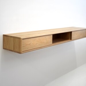 Solid White Oak Floating Media Console Cabinet, Entryway Table With ...