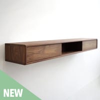 Solid Black Walnut Floating Media Console Cabinet, Entryway Table With ...