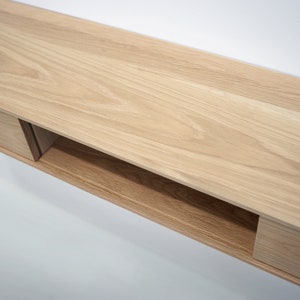 Solid White Oak Floating Media Console Cabinet, Entryway Table With ...