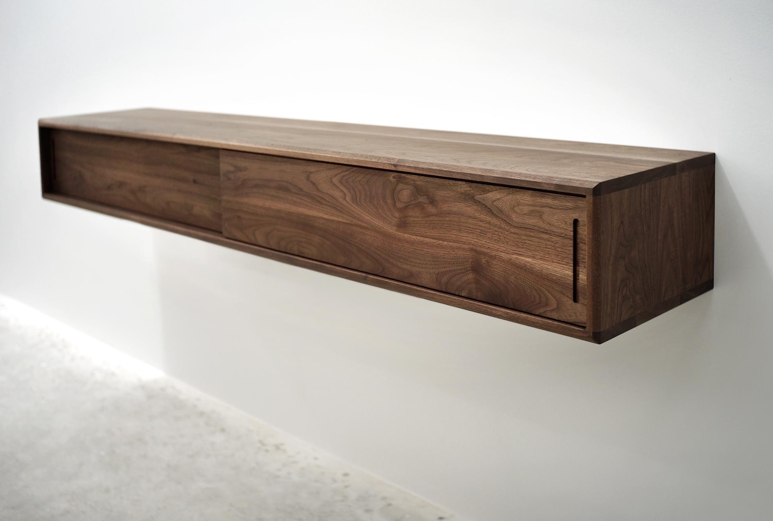 Solid Black Walnut Floating Media Console Cabinet, Entryway Table With ...