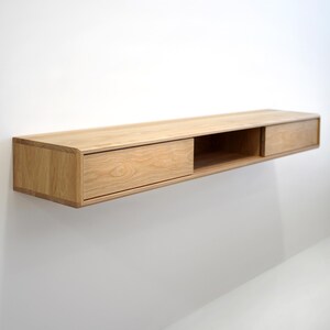 Solid White Oak Floating Media Console Cabinet, Entryway Table With ...