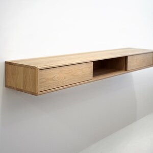 Solid White Oak Floating Media Console Cabinet, Entryway Table With ...