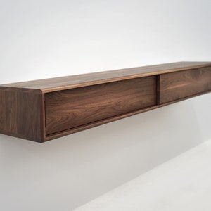 Solid Black Walnut Floating Media Console Cabinet, Entryway Table With ...