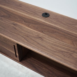 Solid Black Walnut Floating Media Console Cabinet, Entryway Table With ...
