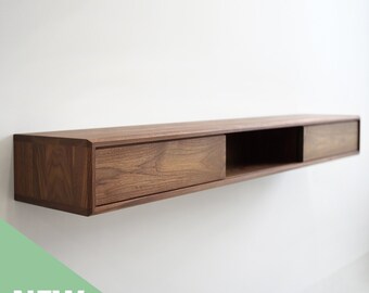 Walnut Floating Media Console - Etsy
