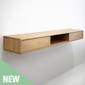 Solid White Oak Floating Media Console Cabinet, Entryway Table With ...