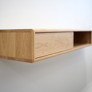 Solid White Oak Floating Media Console Cabinet, Entryway Table With ...