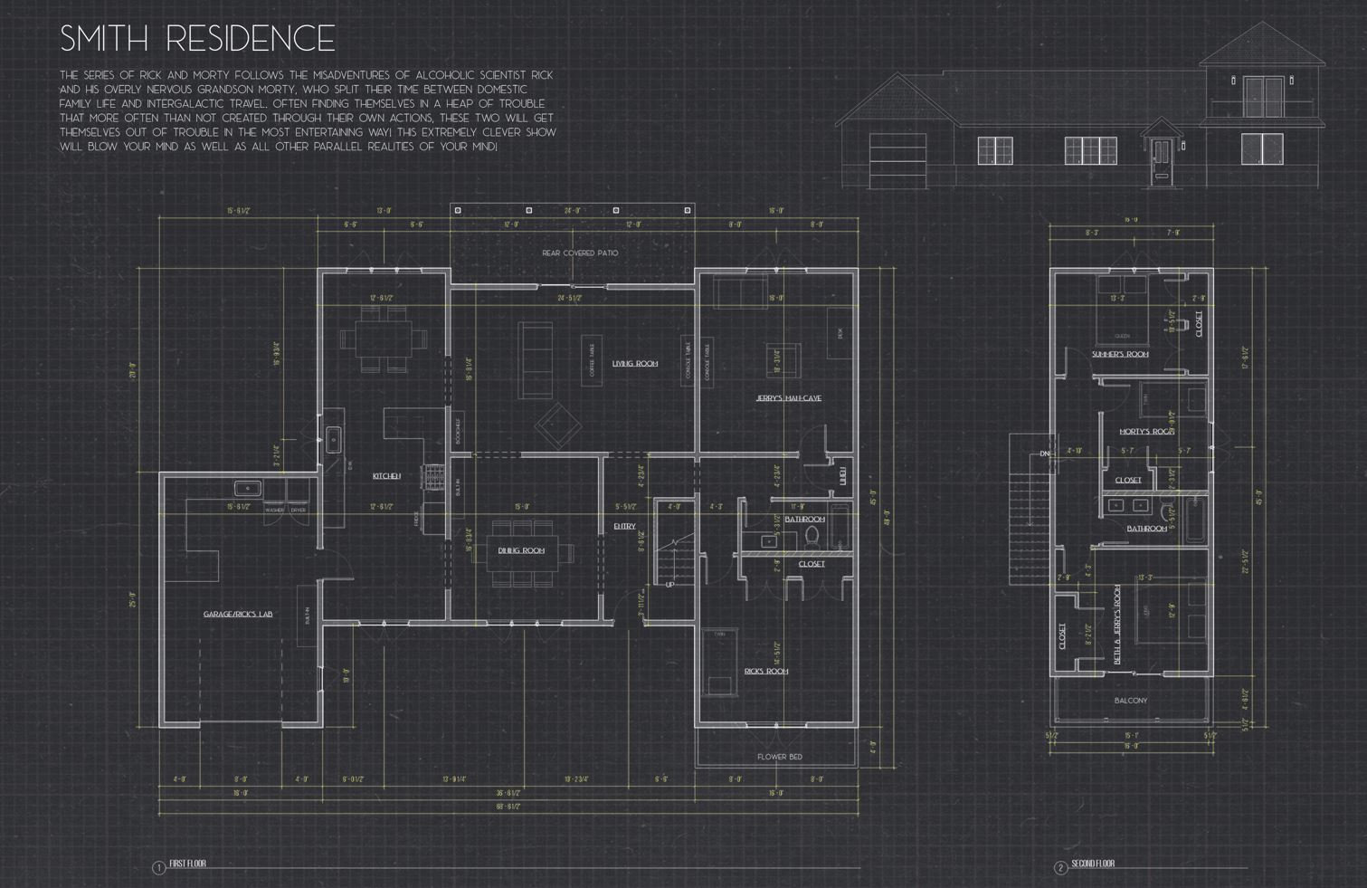 Rick and Morty Floor Plan Digital Art Grey 11x17 - Etsy