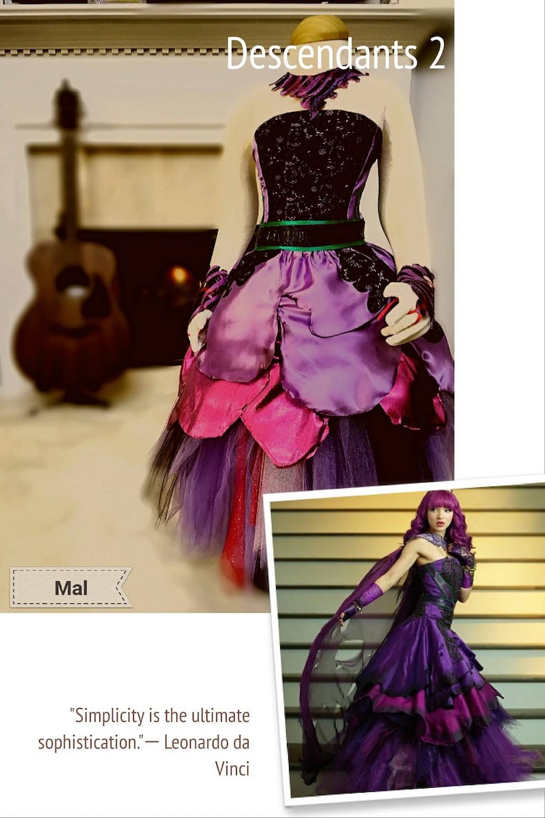 Mal descendants 2 Diney Dress Mal dress Mal costume Mal outfit | Etsy