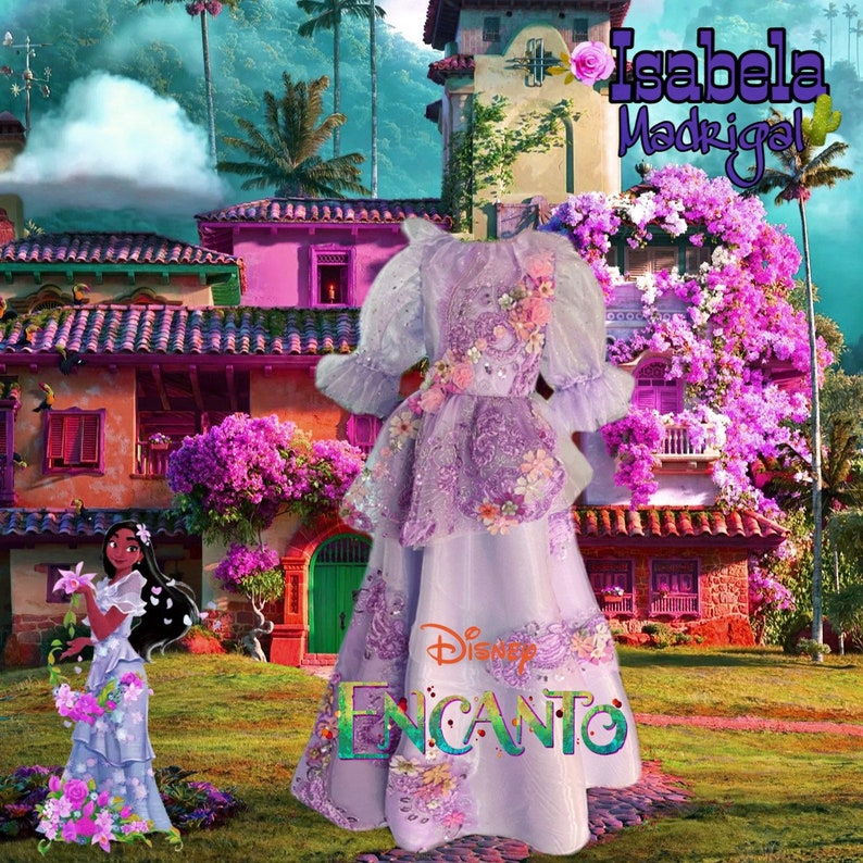 Isabela Encanto Girls Dress Isabella Madrigal Outfit Isabel - Etsy ...