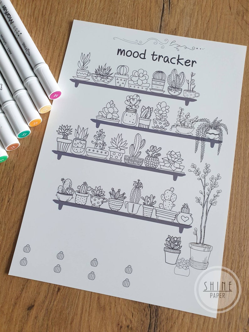 Daily Mood Tracker Printable Digital, Bullet Journal Mood Tracker ...