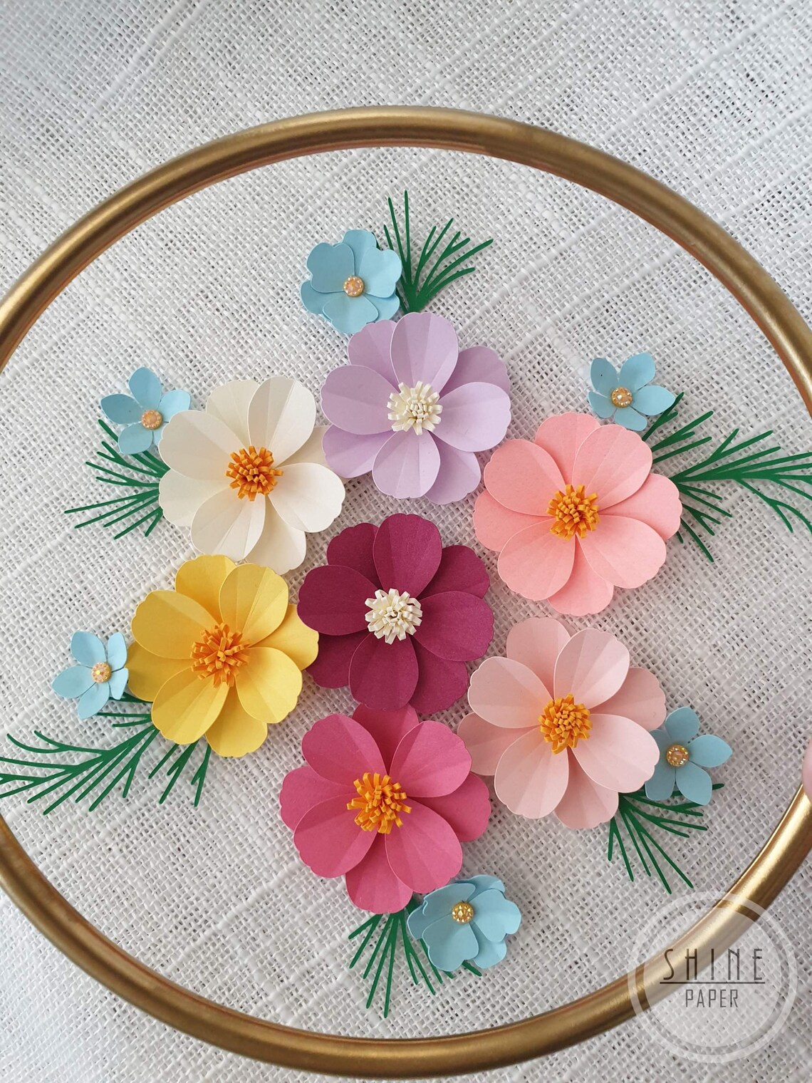 10 Small Paper Cosmos Flowers, Handmade Paper Flowers, Baby Shower ...