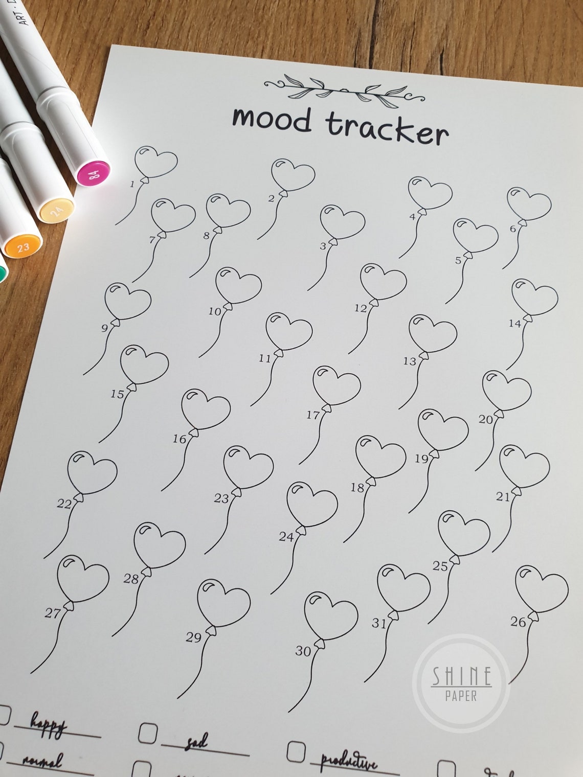 Daily Mood Tracker Printable Digital, Bullet Journal Mood Tracker ...