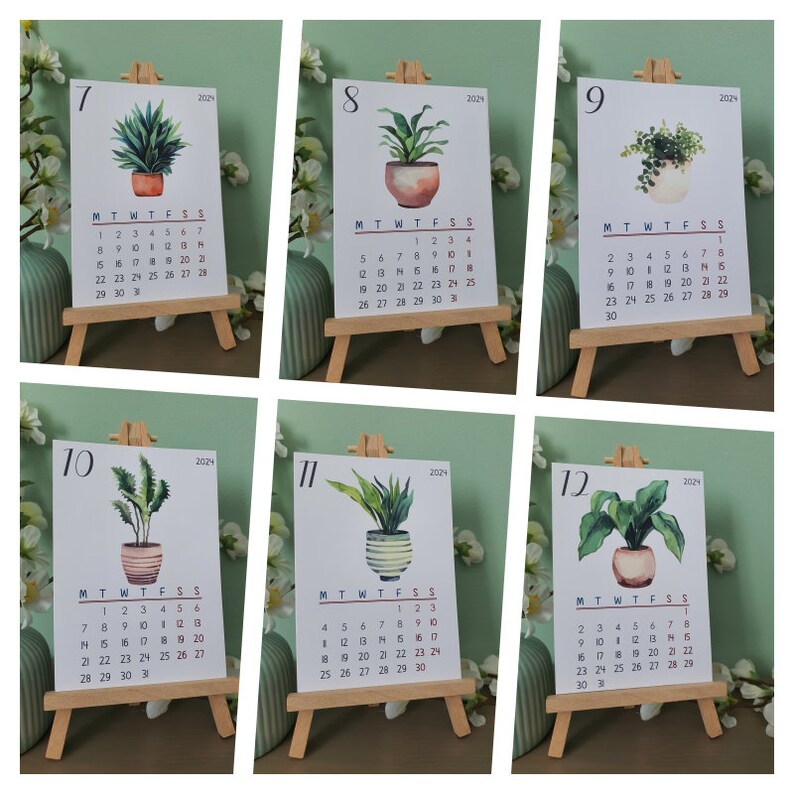 2024 Mini Desk Calendar, Houseplants, A6 Calendar, With Easel, Birthday ...