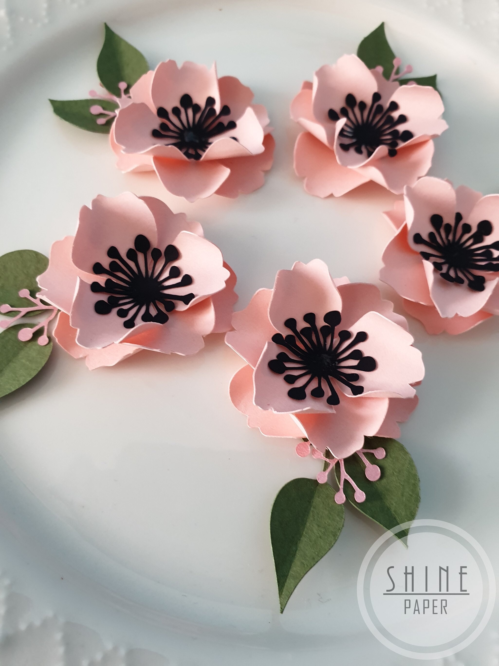 Set of 10 Small Paper Flowers, Pink Flowers, Handmade Paper Flowers ...