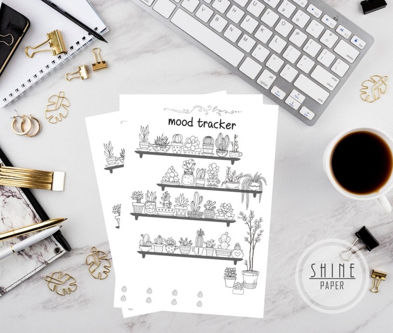 Daily Mood Tracker Printable Digital, Bullet Journal Mood Tracker ...