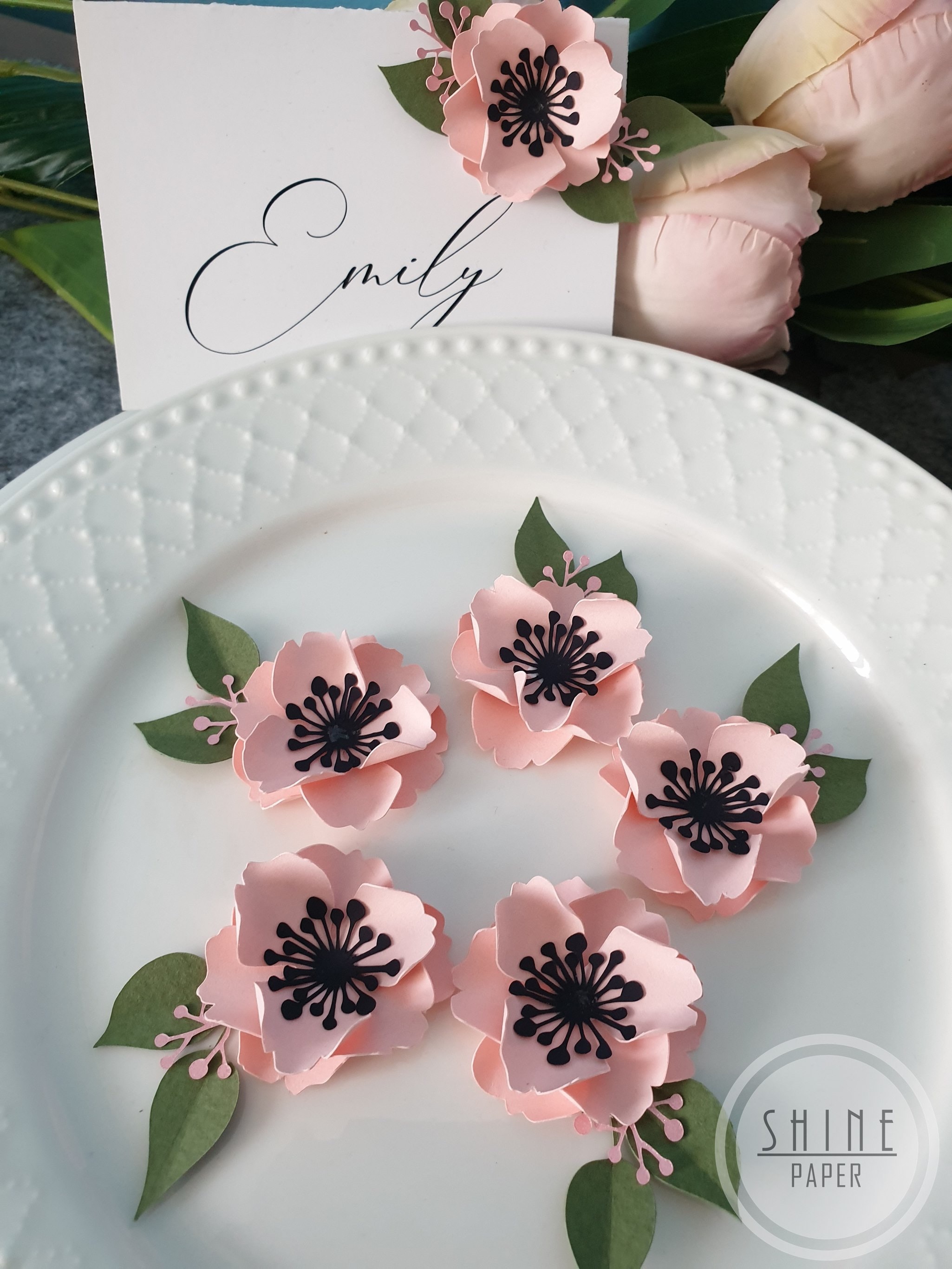 Set of 10 Small Paper Flowers, Pink Flowers, Handmade Paper Flowers ...