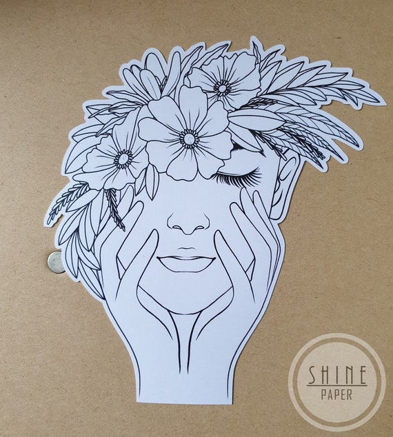 Line Art Woman Sticker Portraits Sticker Aesthetic Stickers | Etsy